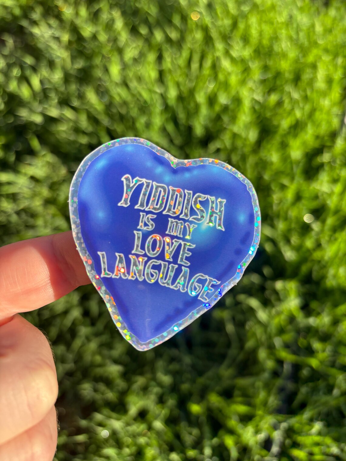 Yiddish is My Love Language Blue Glittery Heart, Spiritual Gift ...