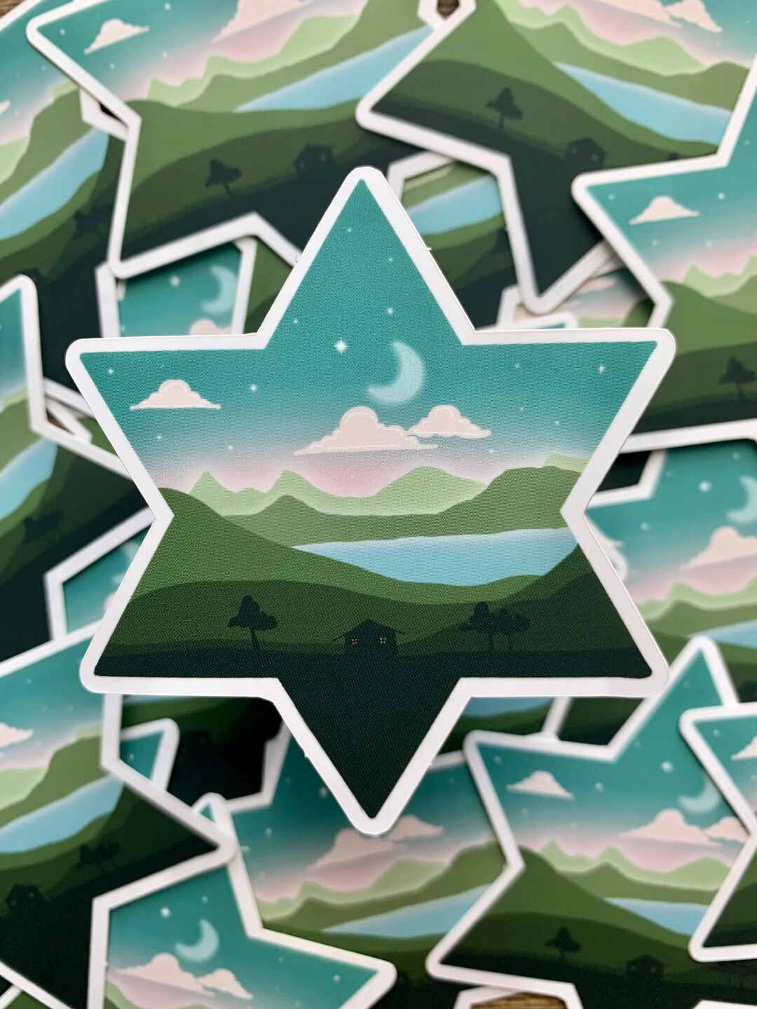 Jewish Star of David Cabin Sticker, Party Favor, Gift, Shabbat Shalom ...
