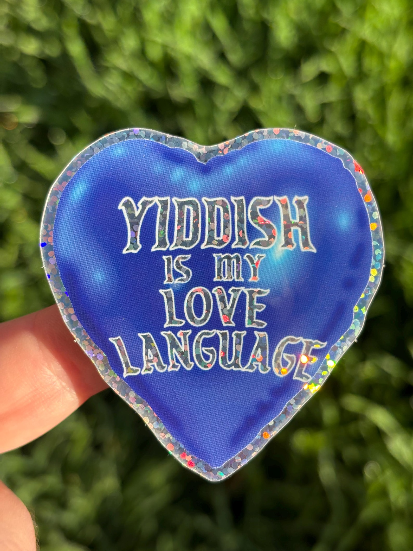 Yiddish is My Love Language Blue Glittery Heart, Spiritual Gift ...