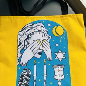 Jewish Shabbat Shalom Tote Bag, Hebrew, Torah, Prayer, Havdalah ...