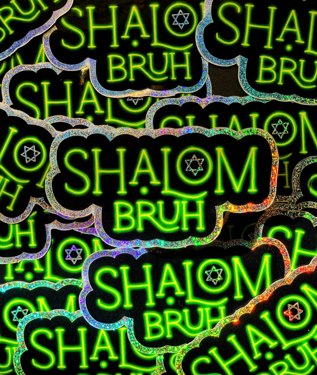 Shalom Bruh Jewish Star Micro Glitter Glossy Sticker - Etsy