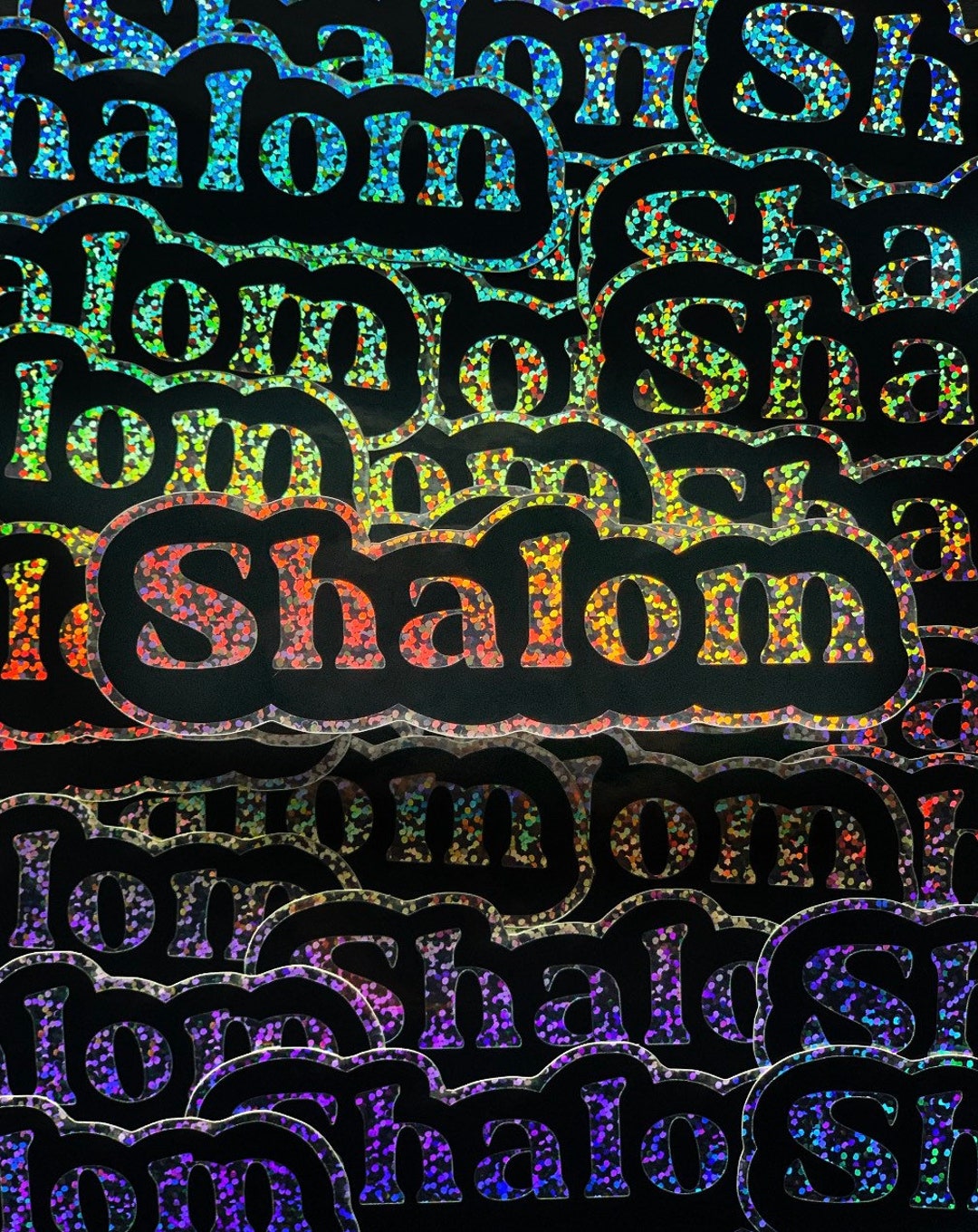 Jewish Glitter Shalom Glossy Sticker, Party Favor, Gift, Shabbat Shalom ...