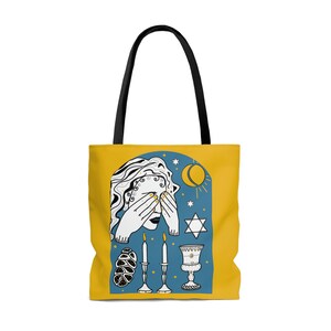 Jewish Shabbat Shalom Tote Bag, Hebrew, Torah, Prayer, Havdalah ...