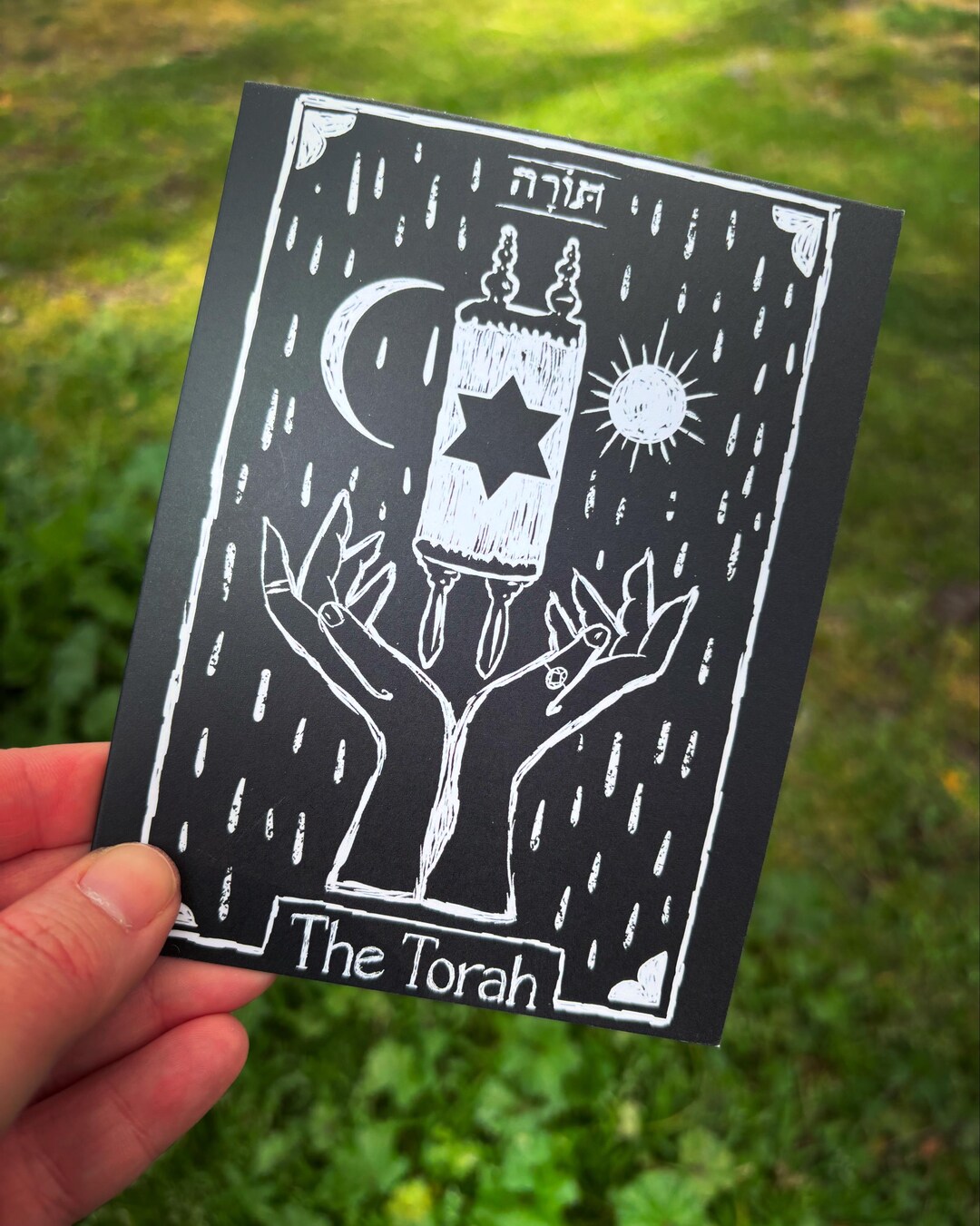 Lino Cut Style Torah Matte Finish Greeting Card/ Jewish/ Judaism ...