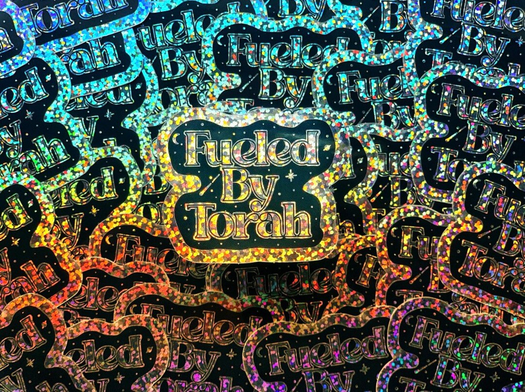 Jewish Glitter Fueled by Torah Glossy Sticker, Party Favor, Gift ...