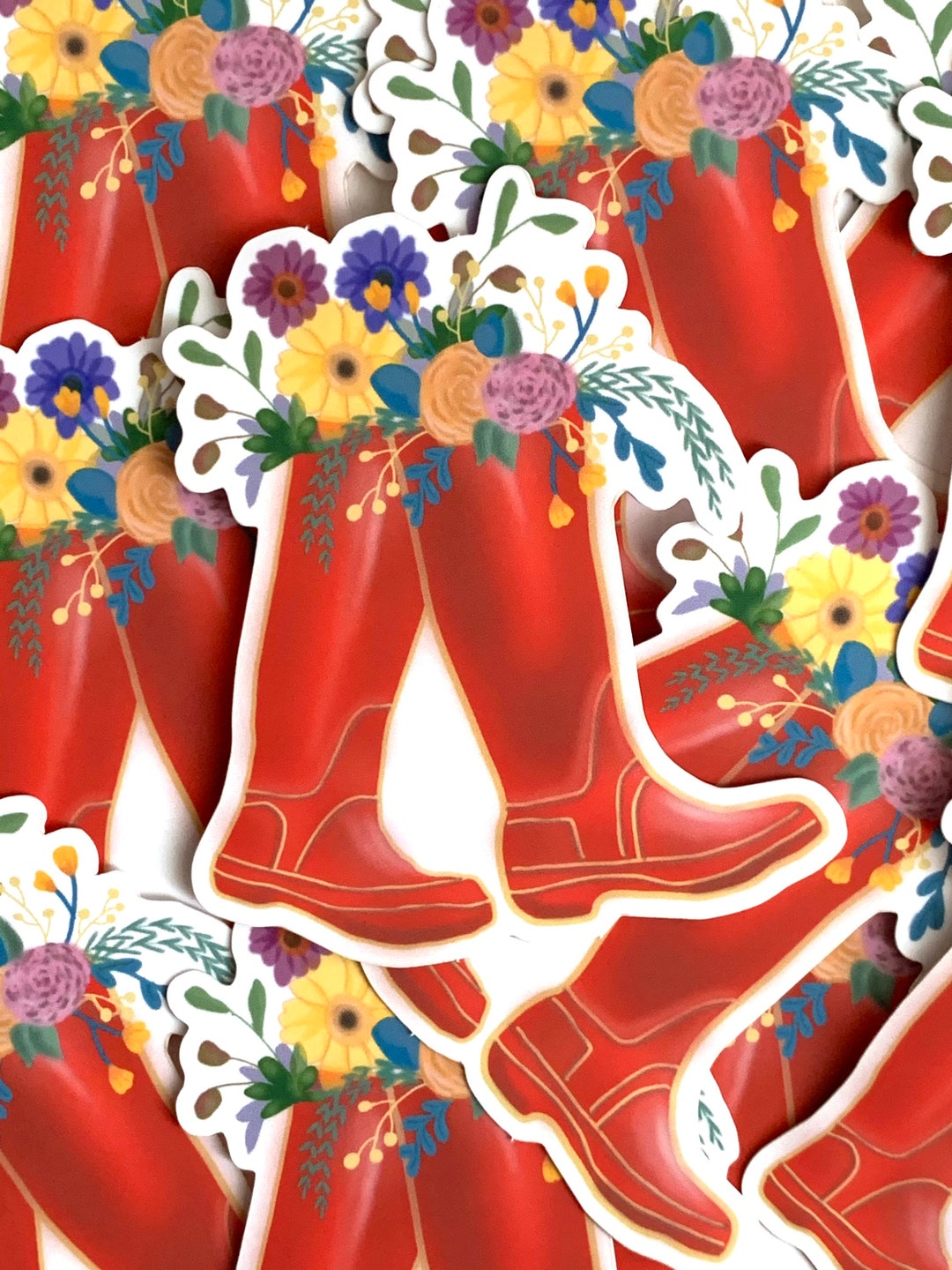 Garden Red Rubber Boots Sticker/cottage Core/ Flower Gardener/ Cottage ...