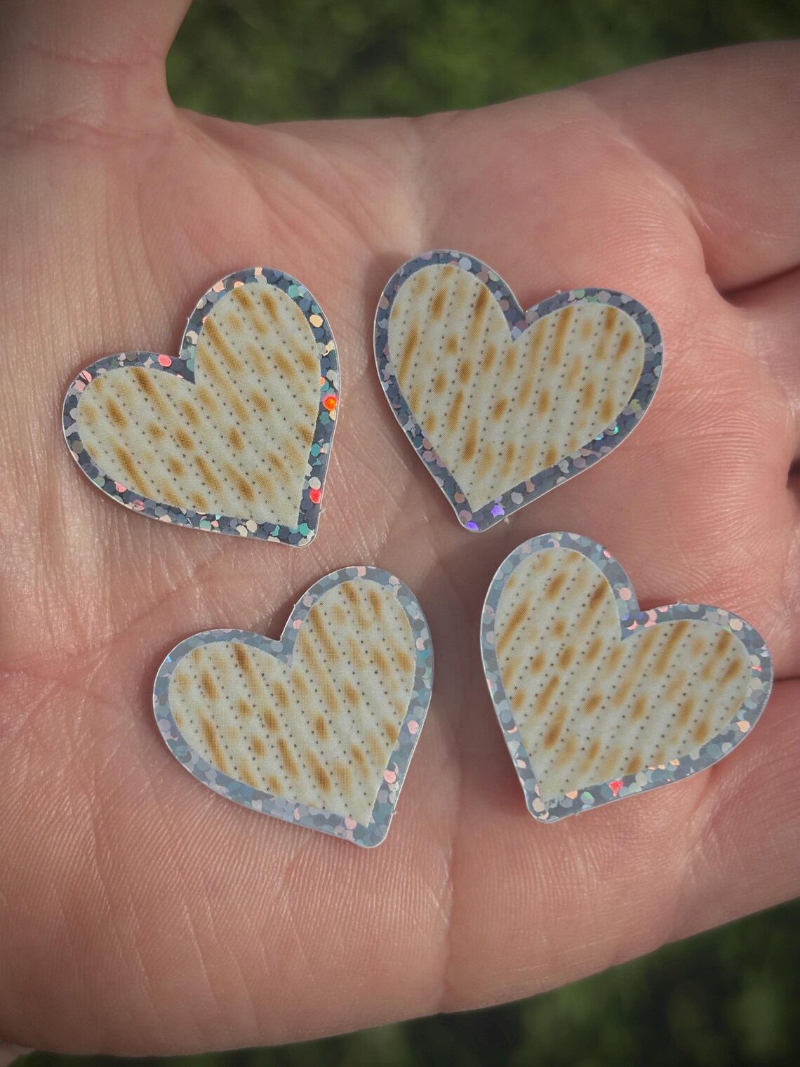4 Pack Matzah Glitter Heart Passover Waterproof Jewish Sticker/ Judaism ...