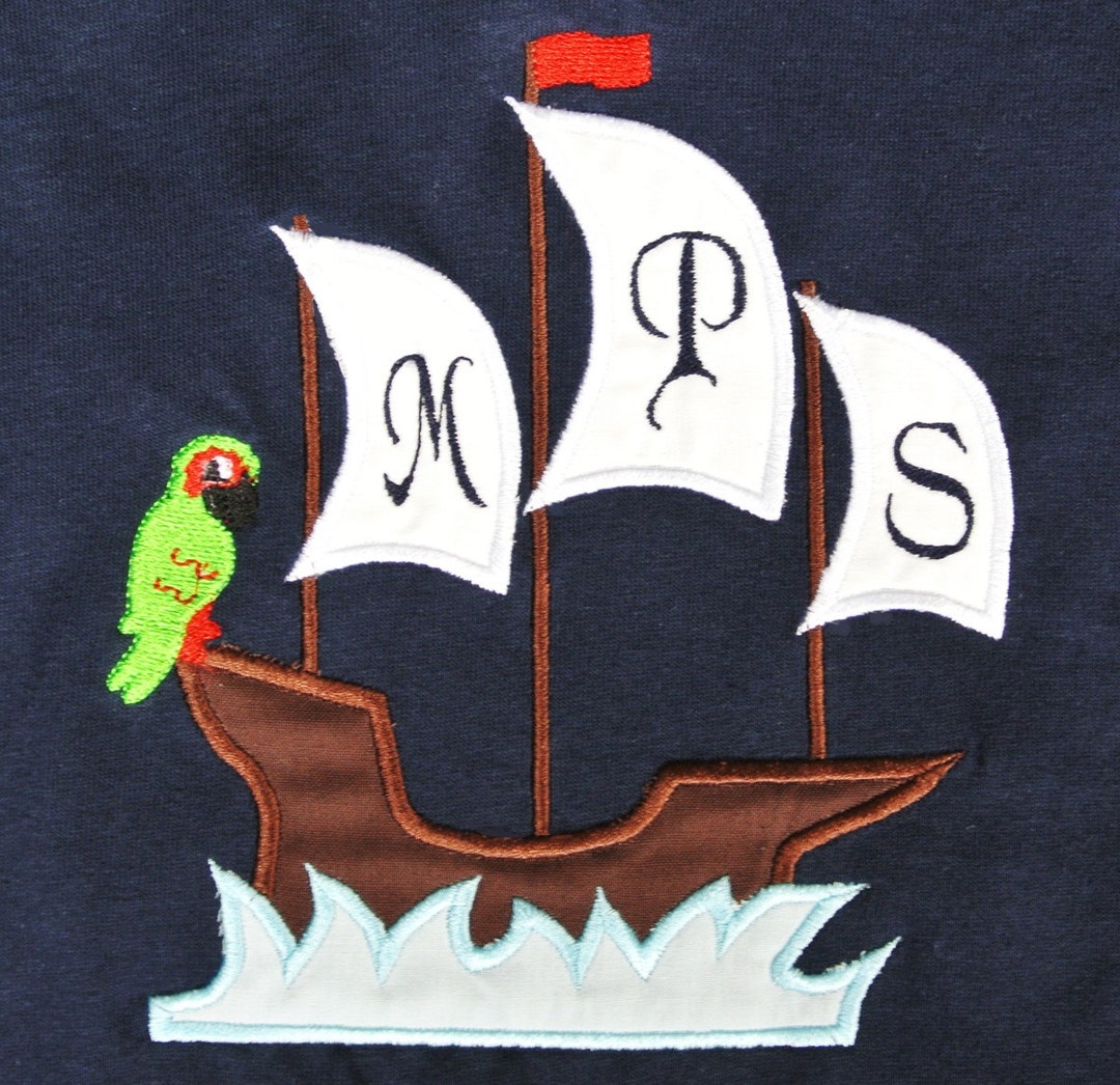 Pirate Ship Monogram Boy Shirt-parrot Captain Barbosa - Etsy