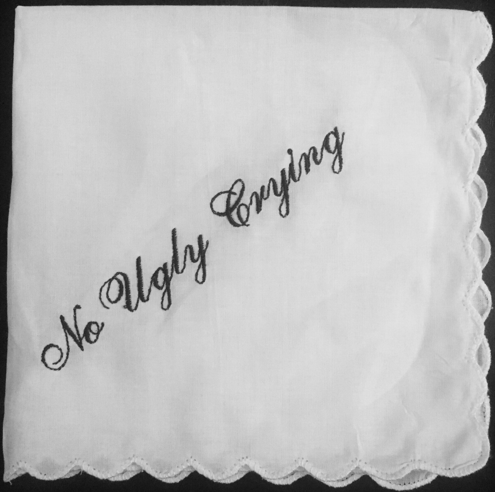 No Ugly Crying Handkerchief Scalloped Edge | Etsy