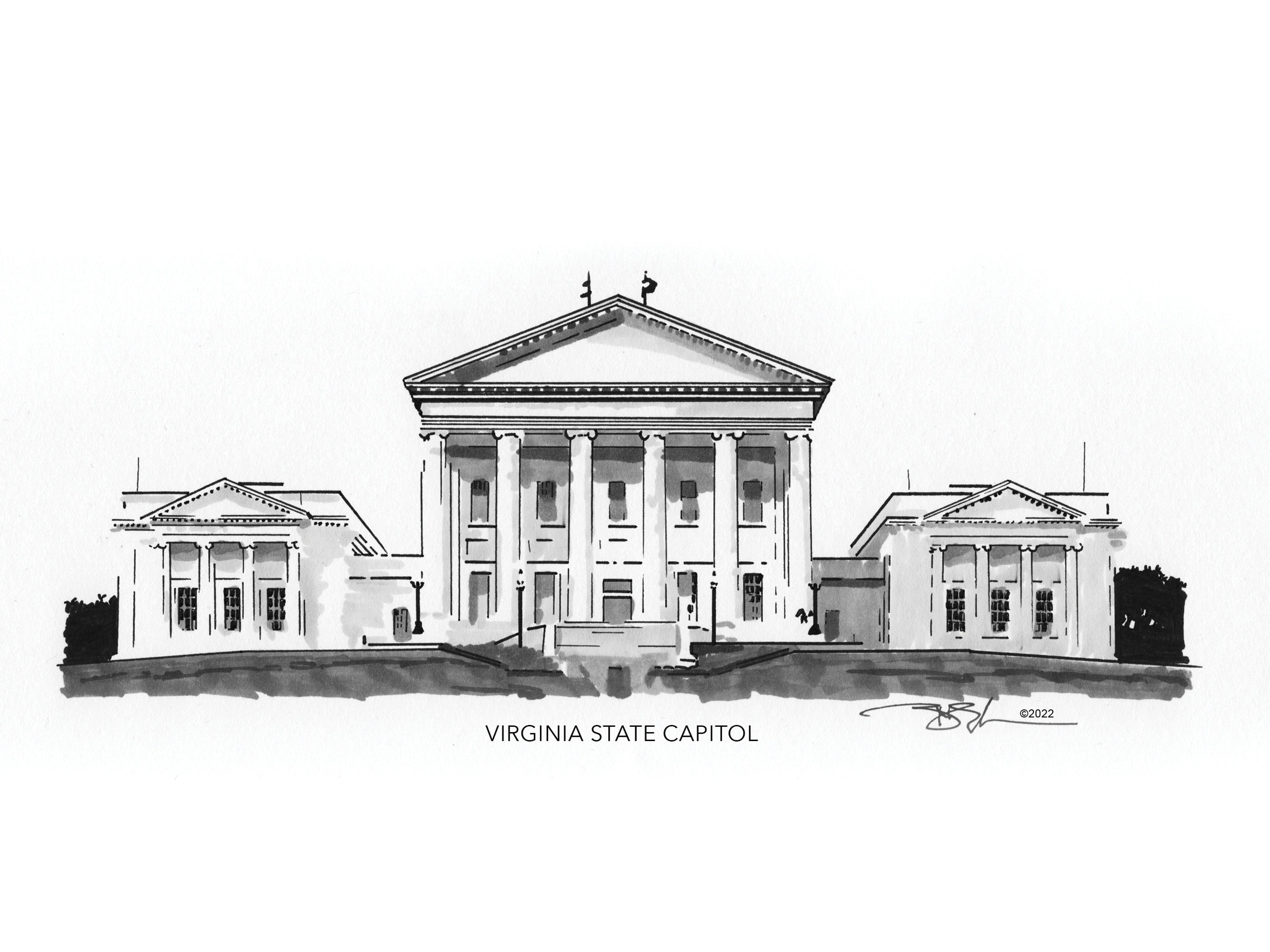 Capitol Building, Richmond, VA • Drawing by N. Blake Seals - Etsy