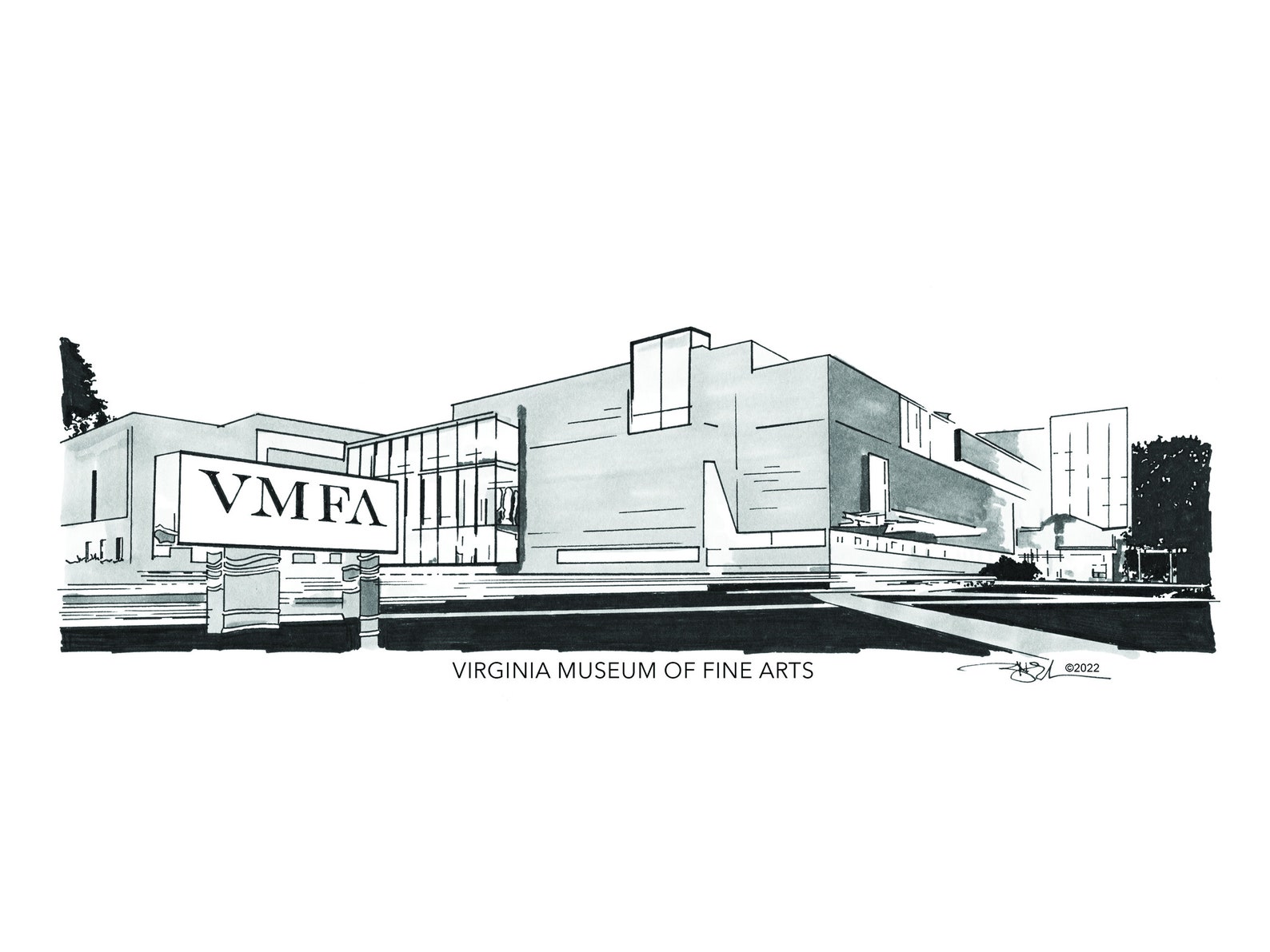 VMFA, Richmond, VA • Drawing by N. Blake Seals - Etsy