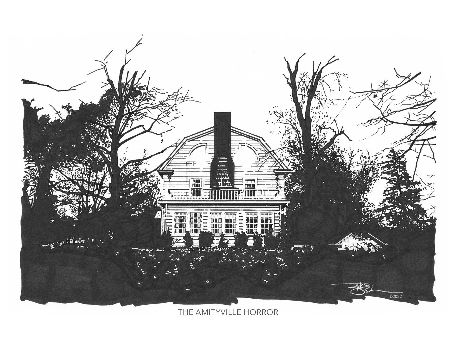 112 Ocean Ave • the Amityville Horror • Drawing by N. Blake Seals - Etsy