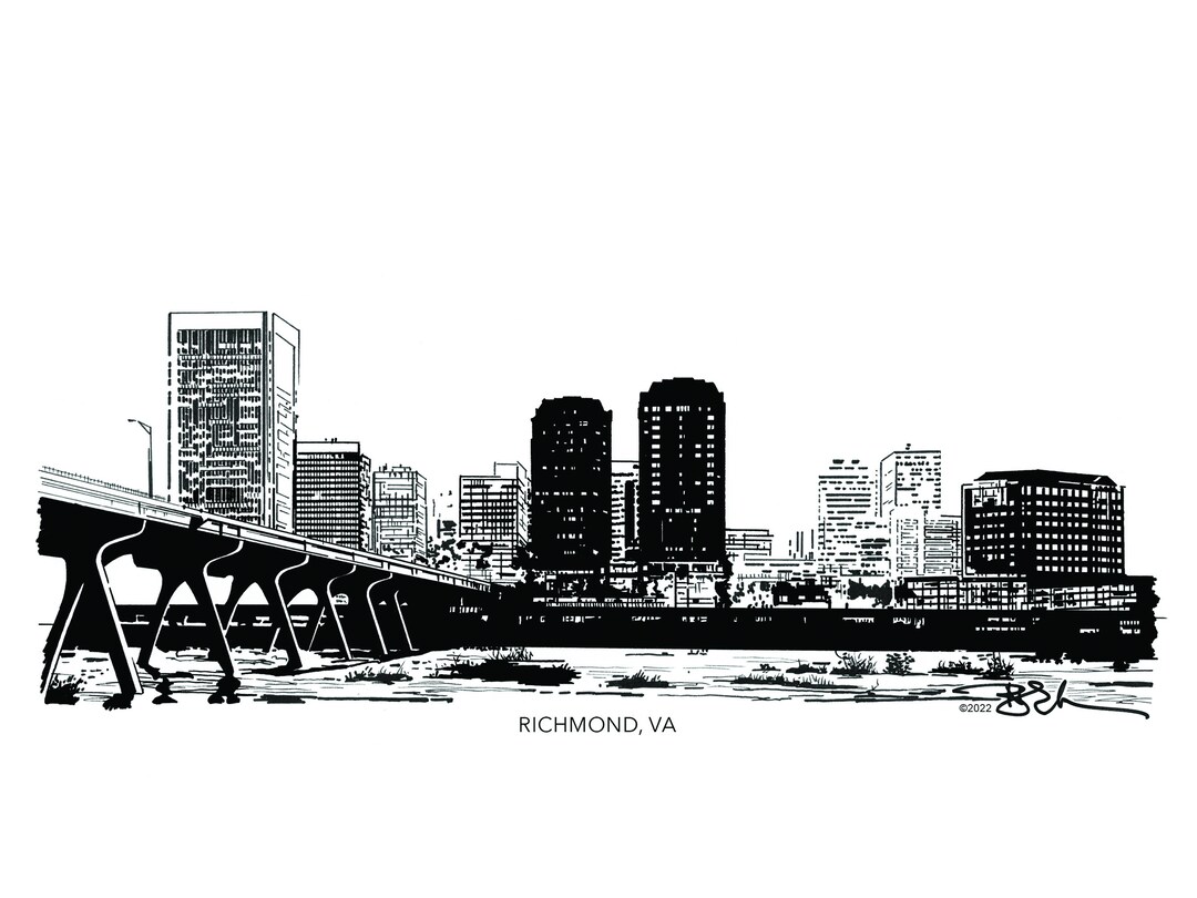Richmond Skyline • Drawing by N. Blake Seals - Etsy