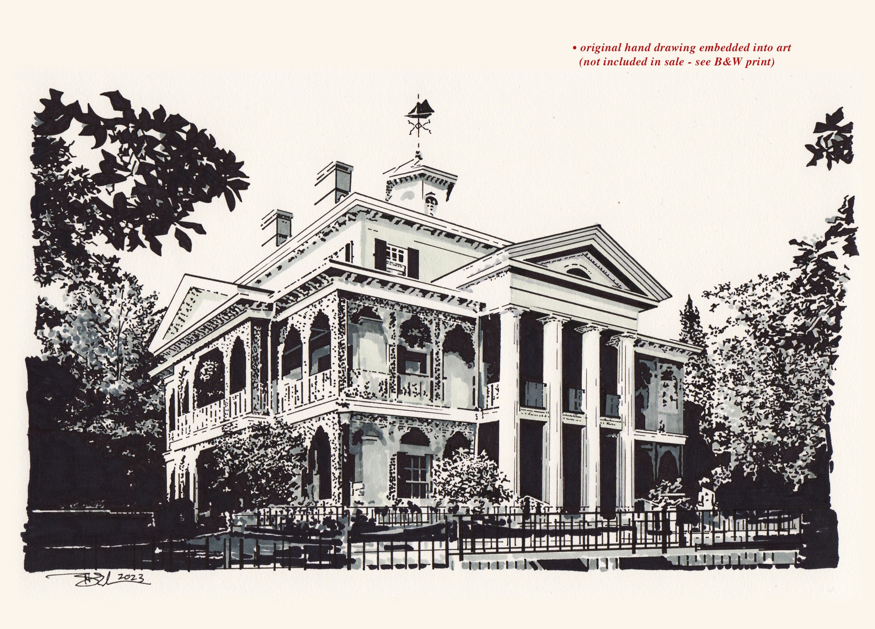 Disneyland's Haunted Mansion Horrortecture Mixed Media Digital Painting ...