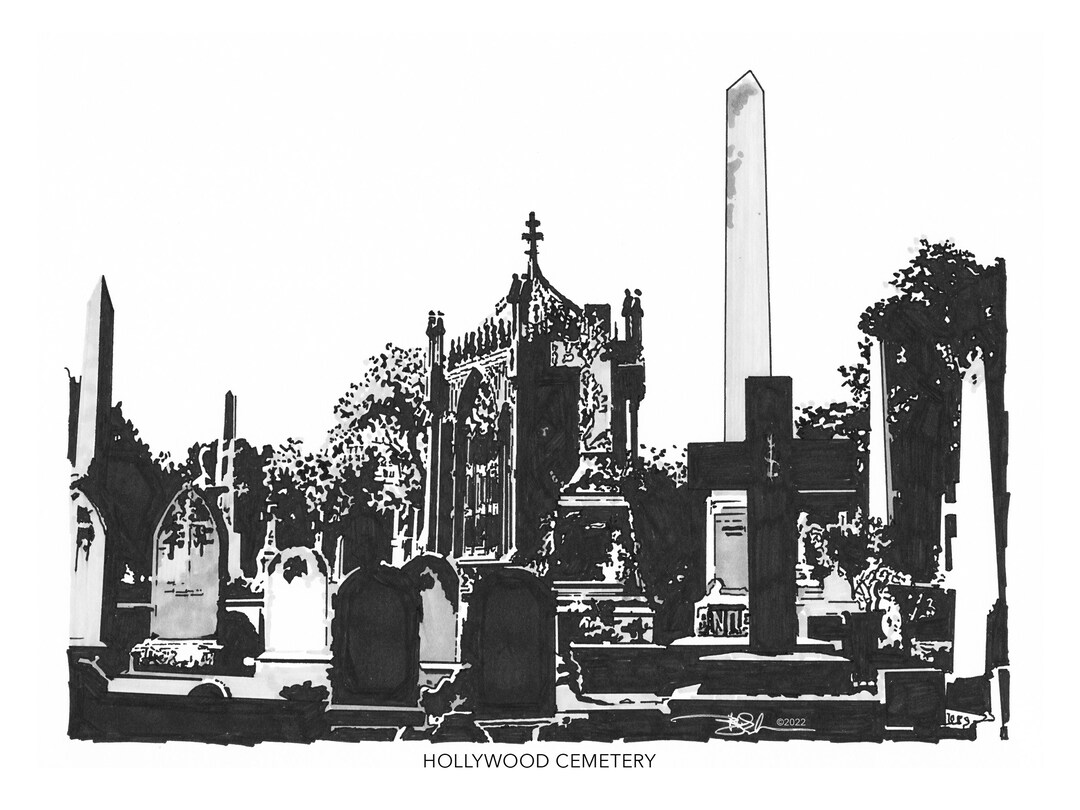Hollywood Cemetery, Richmond, VA • Drawing by N. Blake Seals - Etsy