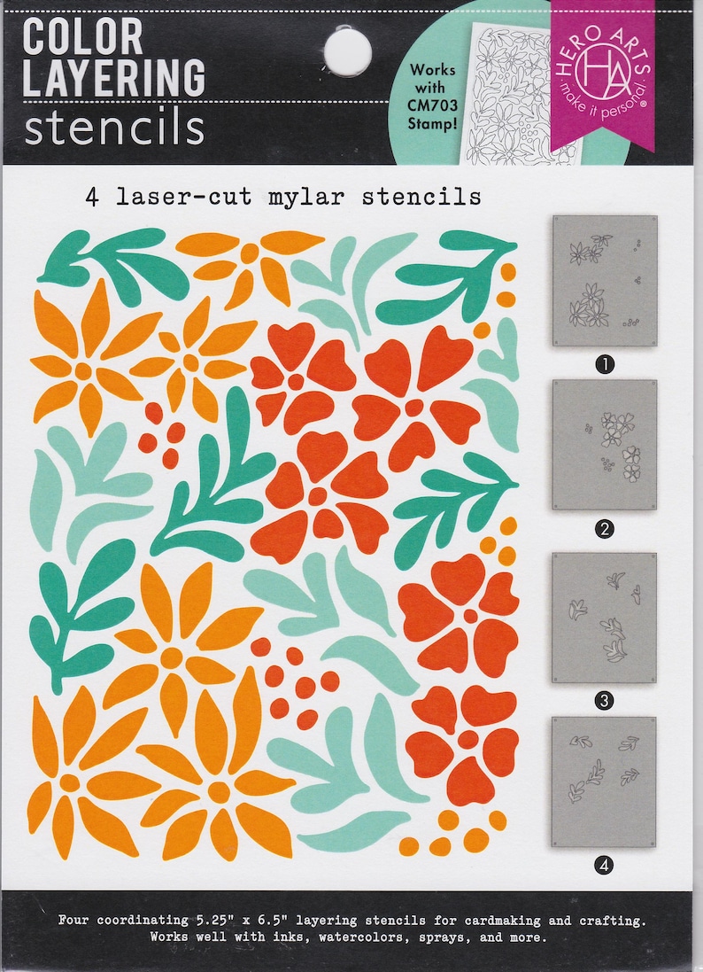 SA239 Day Flowers Stencils Color Layering Hero Arts 085700941556 NIP ...