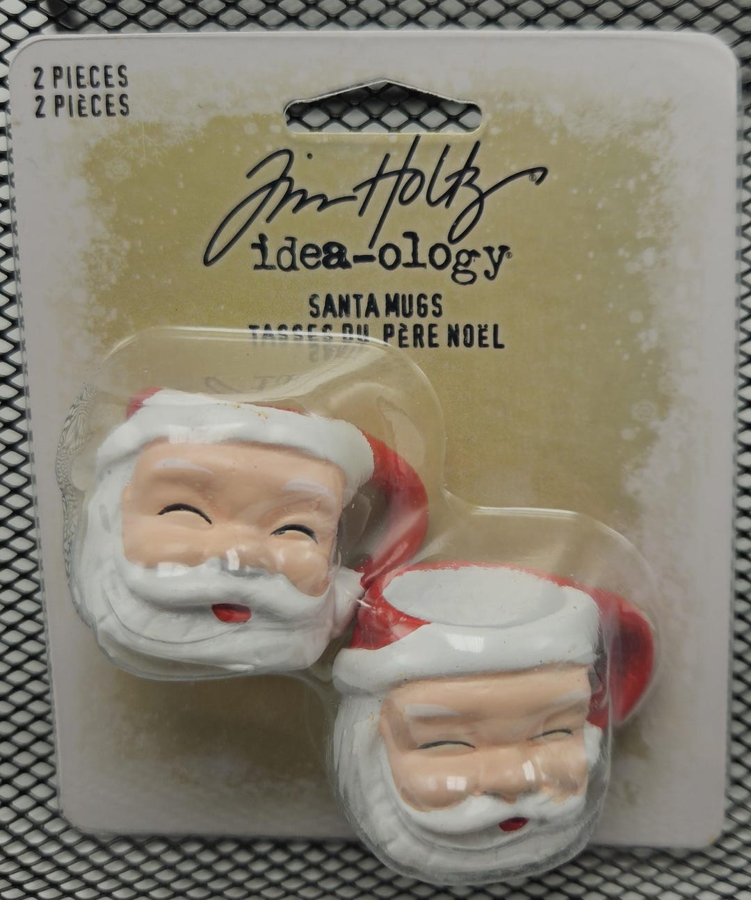 TH94419 Santa Mugs Tim Holtz Idea-ology 2 Pcs Miniature Resin Vintage ...