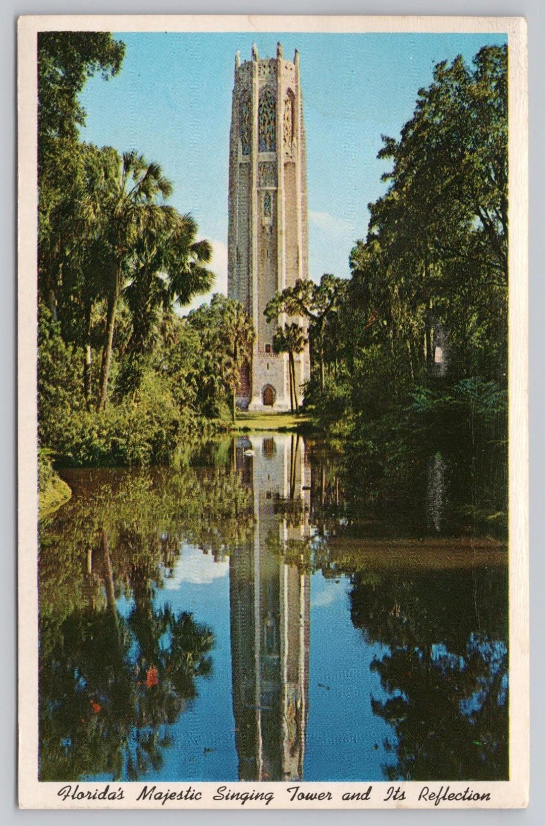 Postcard Florida's Majestic Singing Tower and Its Reflection NOS the ...