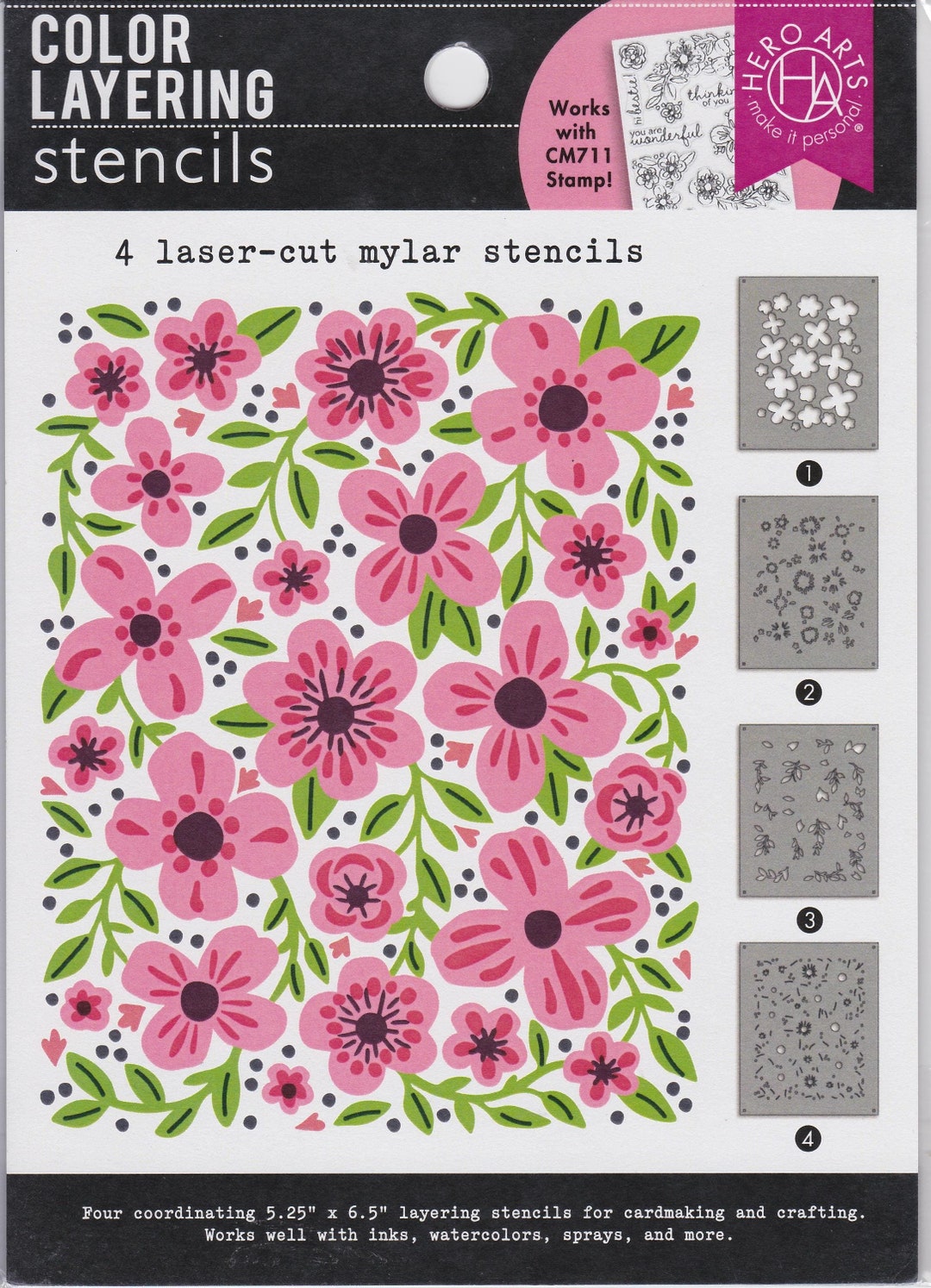 SA232 Bold Flowers Stencils Color Layering Hero Arts 085700941044 NIP ...