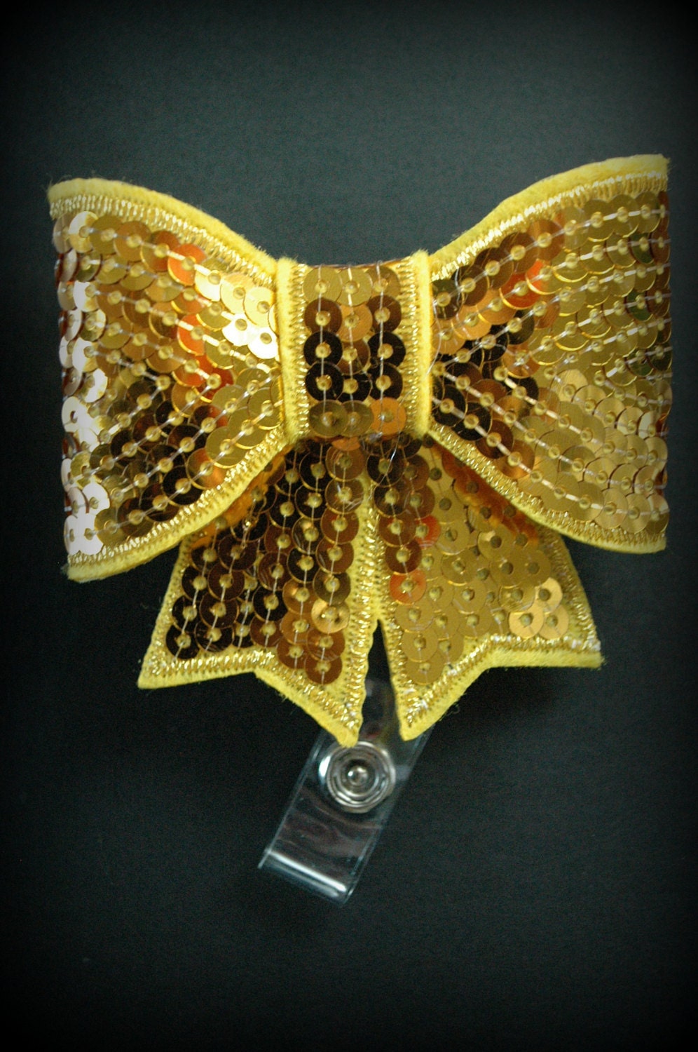 Gold Sequin Bow Badge Reel-id Holder Retractable Badge - Etsy