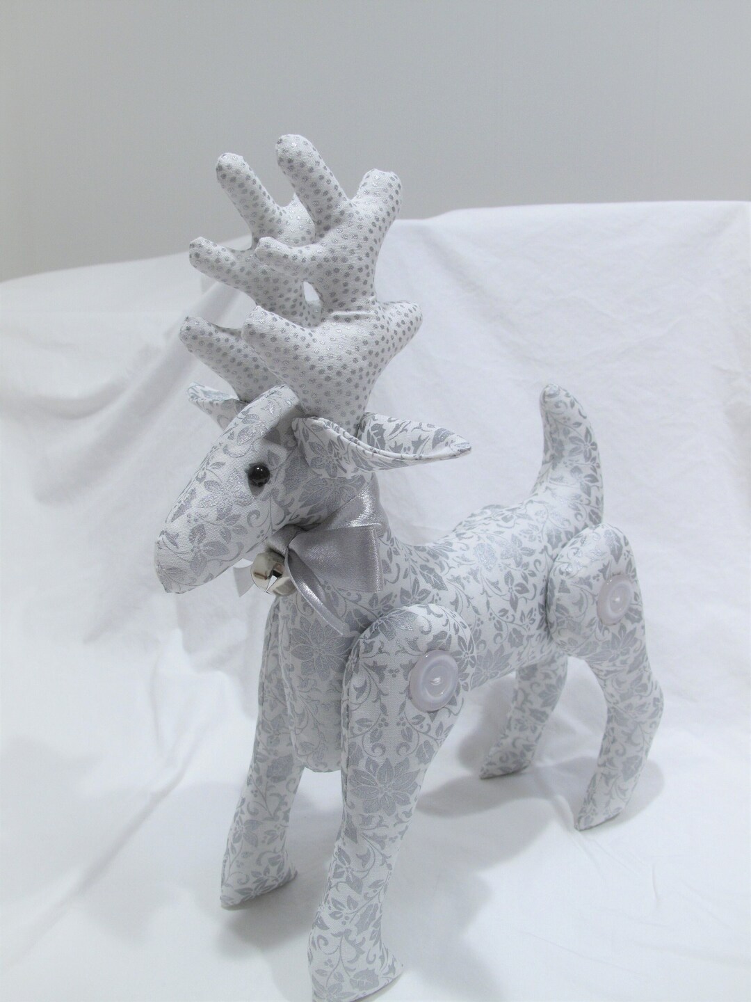 Silver Reindeer Decorationhandcrafted Christmas Reindeerfabric Soft ...