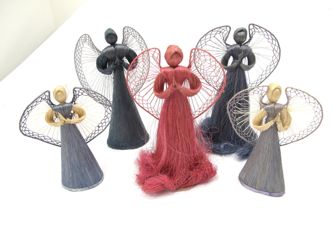 5 Raffia Angels~~tabletop Angels~~natural Angels~~guardian Angels ...