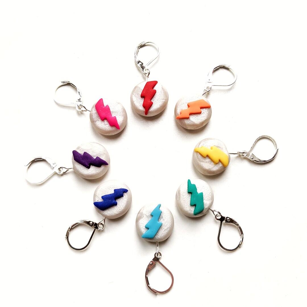 Set of 8 Rainbow Lightning Stitch Markers. Universal for Knitting and ...