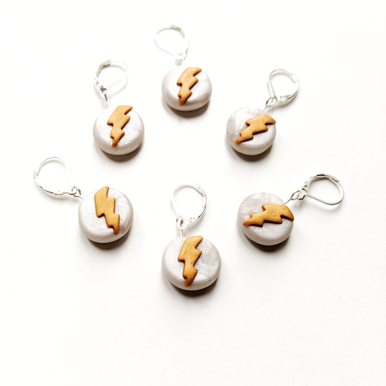 Black Lightning Stitch Markers. Set of 2. Universal for Knitting and ...