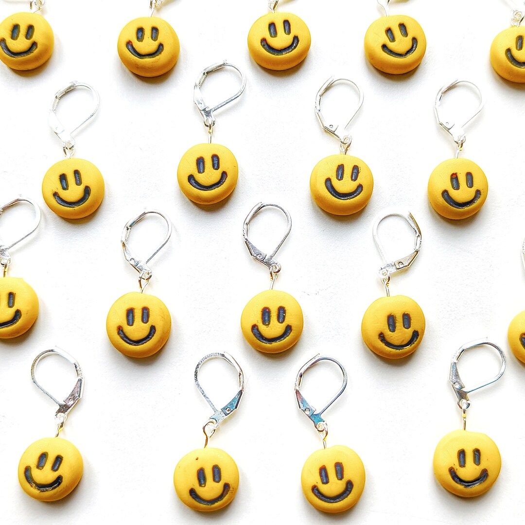 Smiley Face Stitch Markers. Set of 3. Universal for Knitting and ...