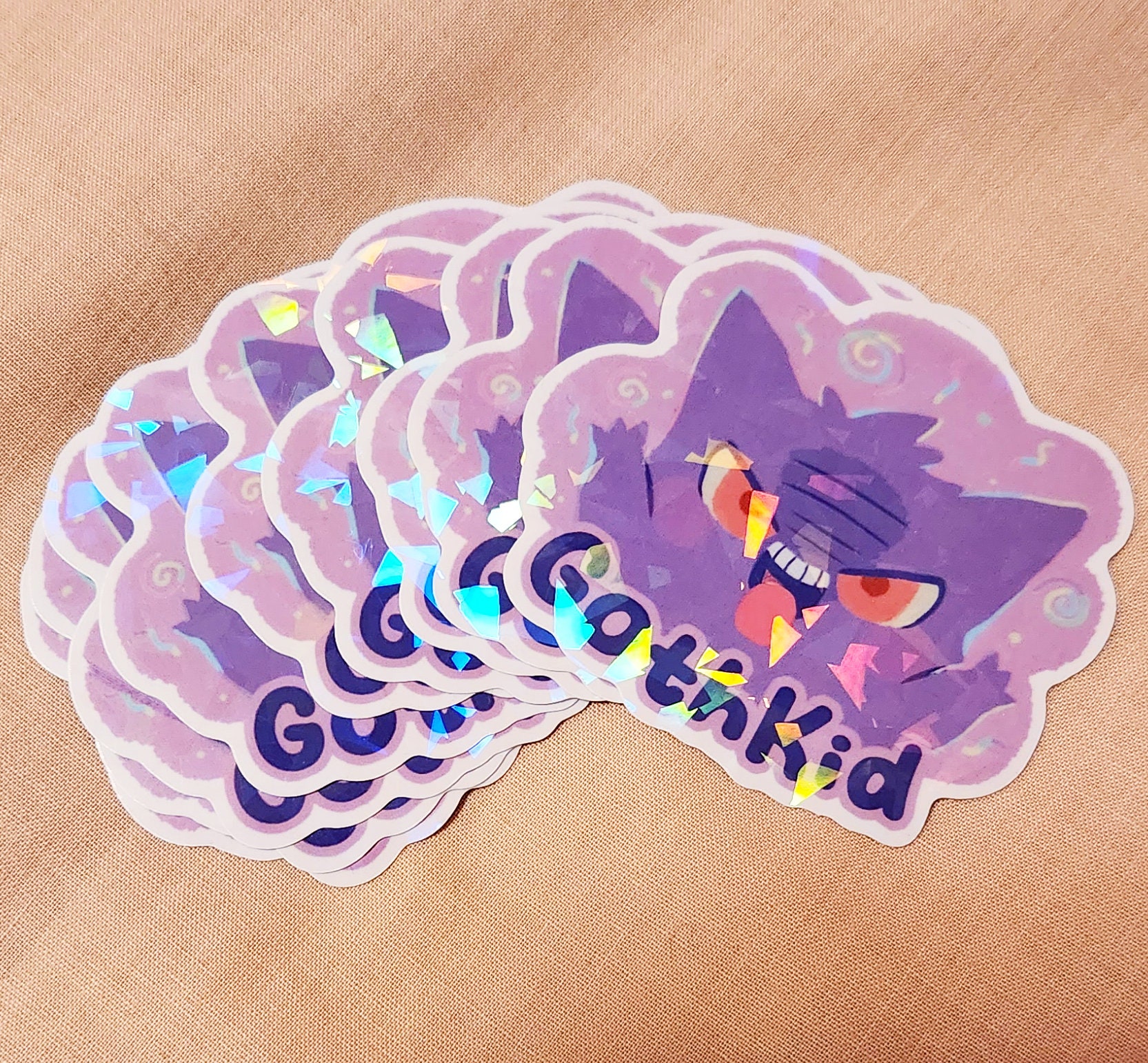 Moonchild Goth Kid Holographic Stickers Gengar Clefable - Etsy