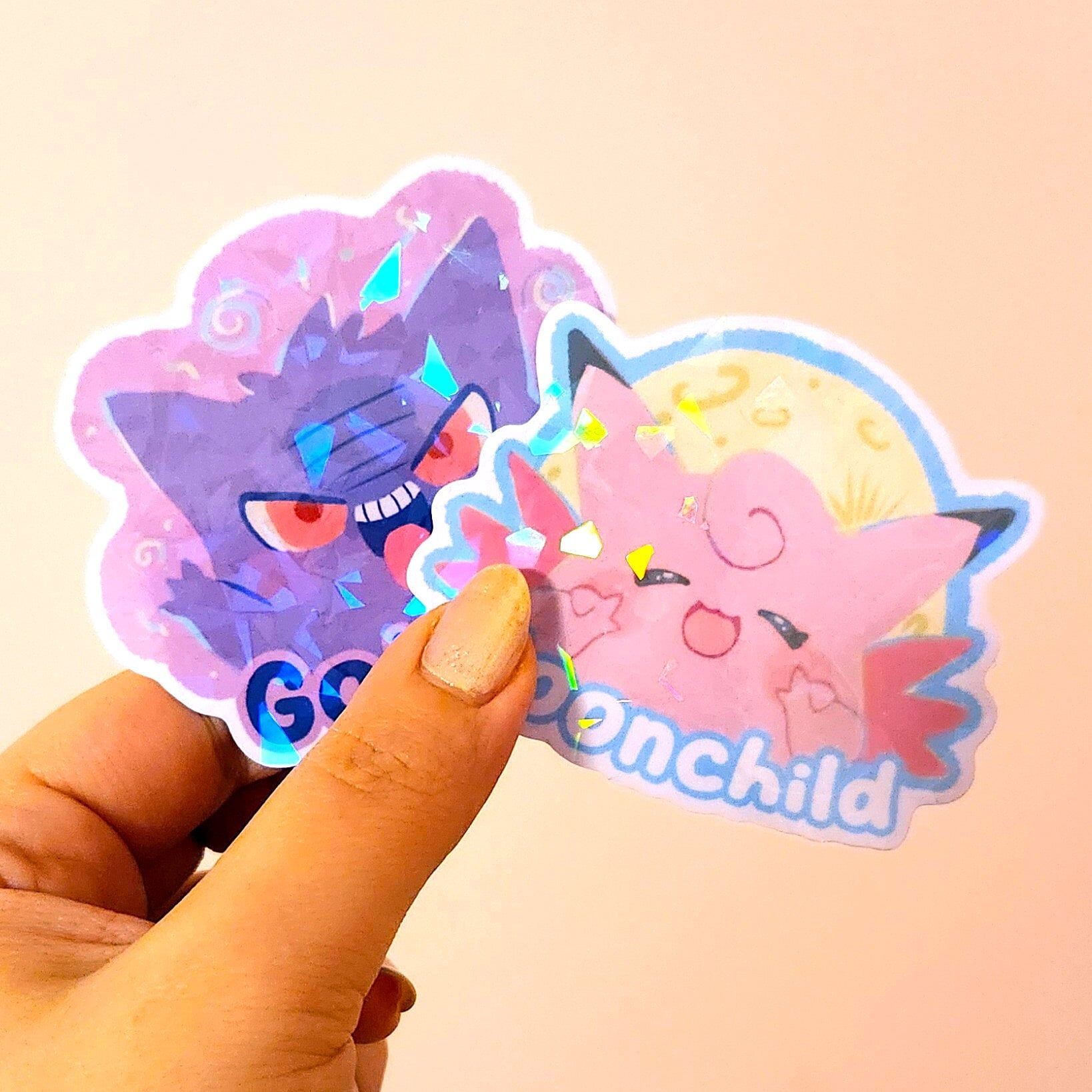 Moonchild Goth Kid Holographic Stickers Gengar Clefable - Etsy
