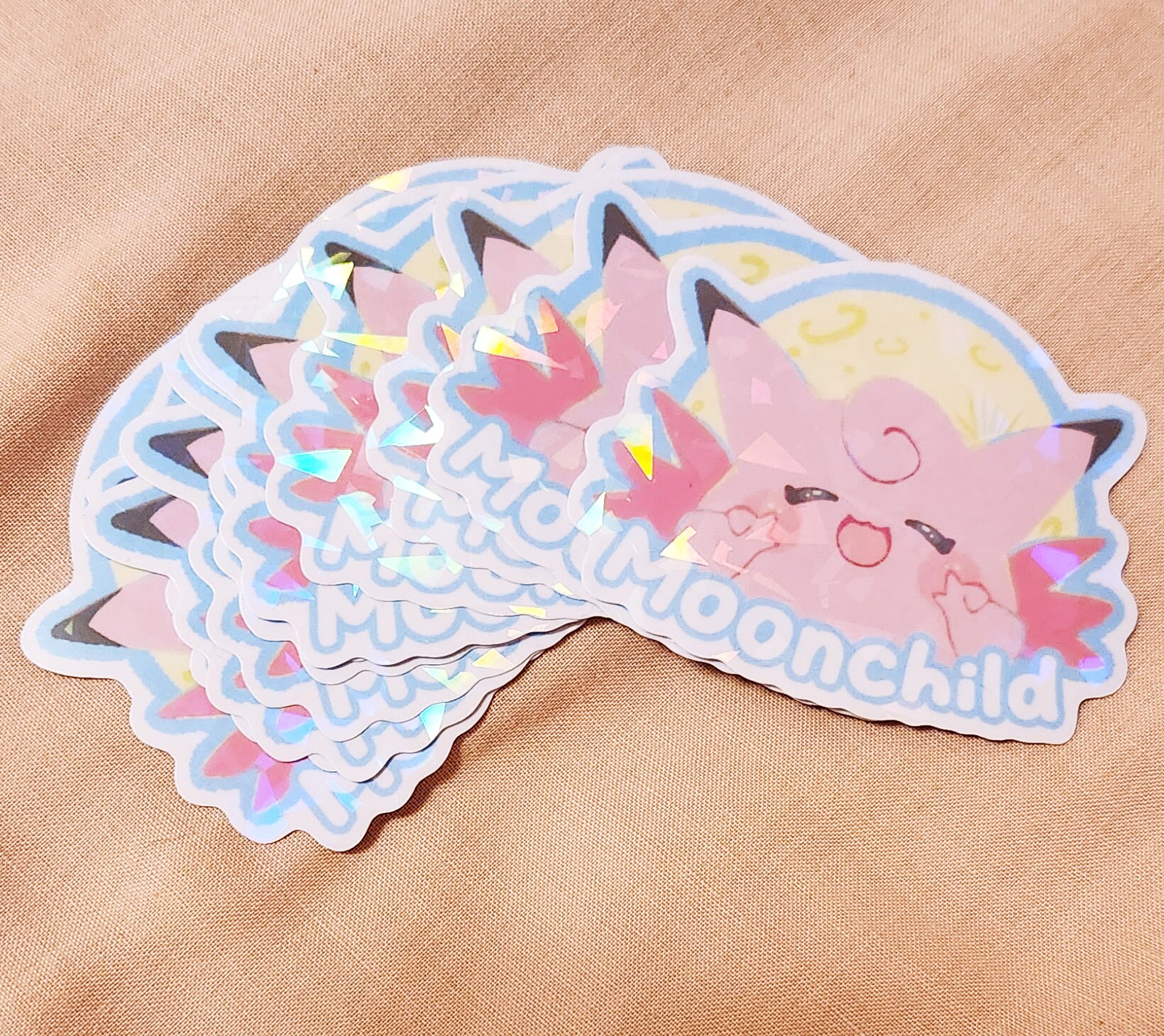Moonchild Goth Kid Holographic Stickers Gengar Clefable - Etsy