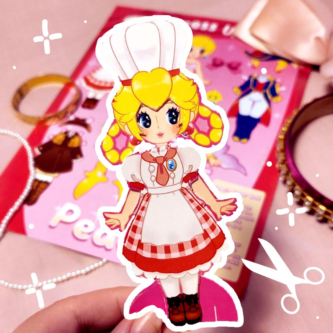 Princess Peach Showtime Paperdoll Print | Retro | Shoujo | Diy | Doll ...