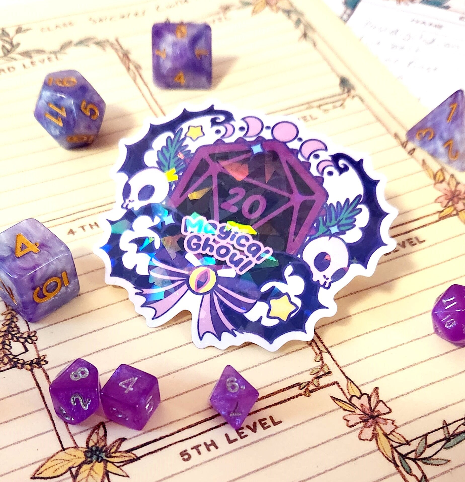 Dnd Die Sticker Magical Girl D20 Holographic Dice Cut Witchy Mahou ...