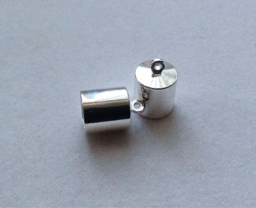 8mm Silver Plated Barrel End Caps 1 Pair - Etsy