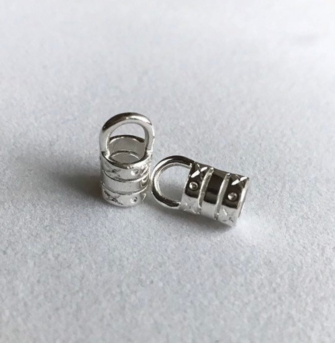 5mm Silver Plated Barrel Crimp End Caps 1 Pair | Etsy