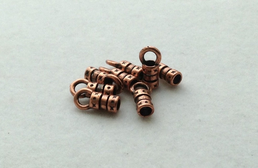 2.5mm Antique Copper Barrel Crimp End Caps - 4 Pair - Etsy
