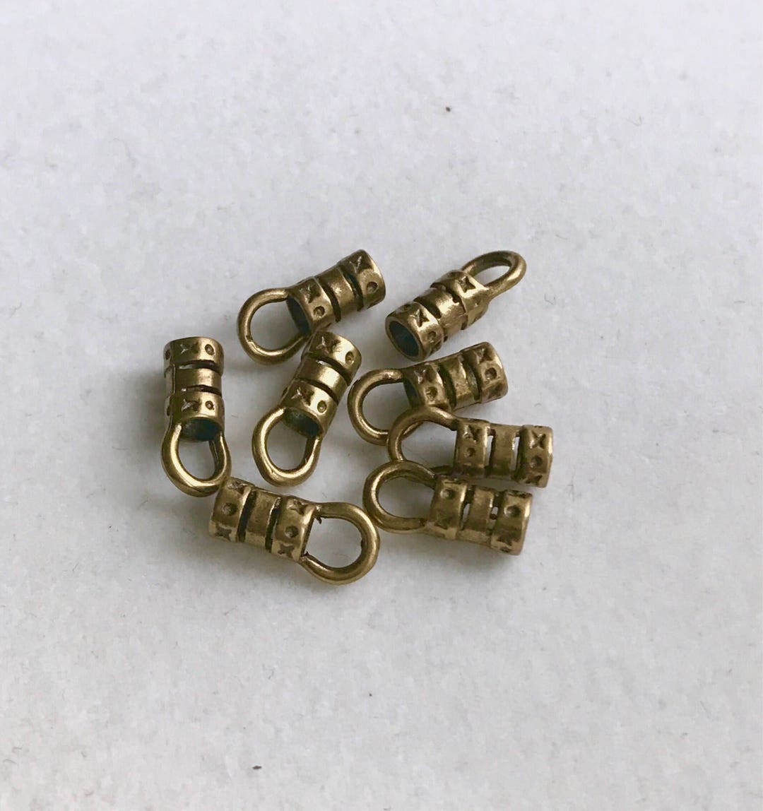 2.5mm Antique Brass Barrel Crimp End Caps 4 Pair - Etsy