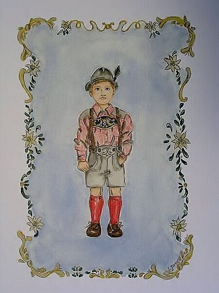 SET of TWO Germany Tole Painting and Traditional Bavarian Lederhosen ...