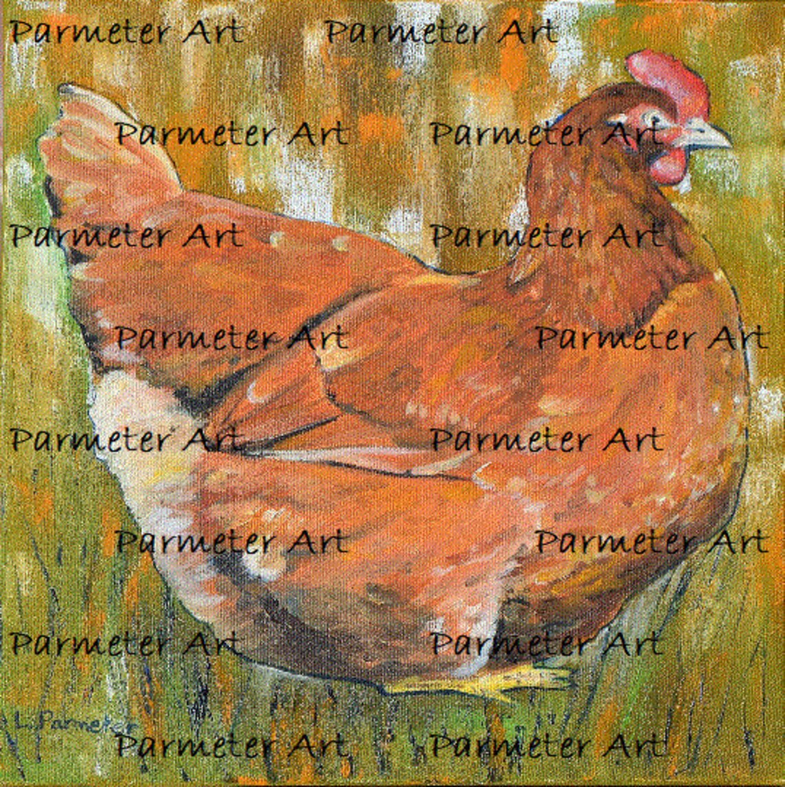 Chicken Art Print, Rhode Island Red, Hen, Big Red, Kitchen Art, Chicken ...