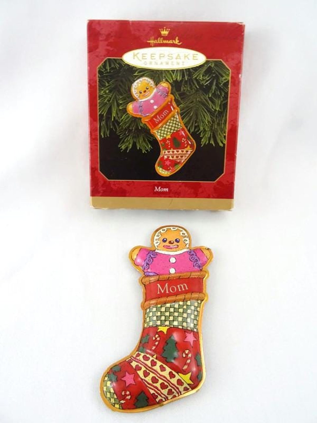 Vintage Hallmark 1999 Mom Gingerbread Stocking Keepsake Ornament in ...