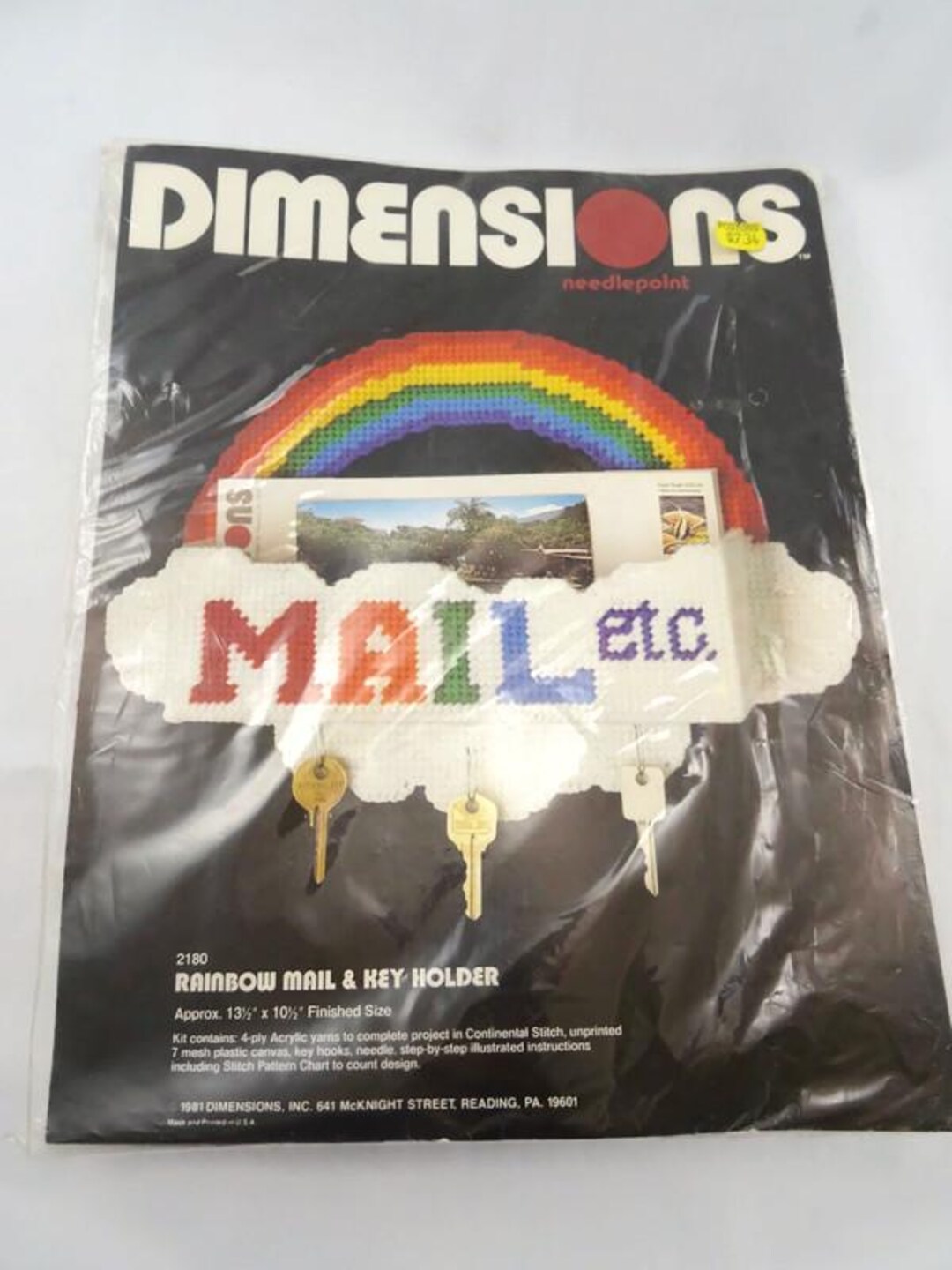 Vintage 1981 Dimensions Rainbow Mail & Key Holder Needlepoint Kit - Etsy