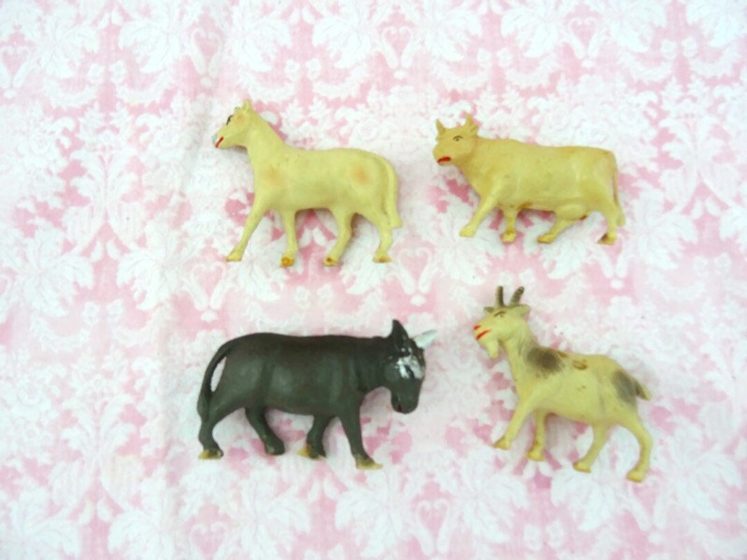 Vintage Nativity Scene Animals Set of 4 Goat Sheep Donkey Cow - Etsy