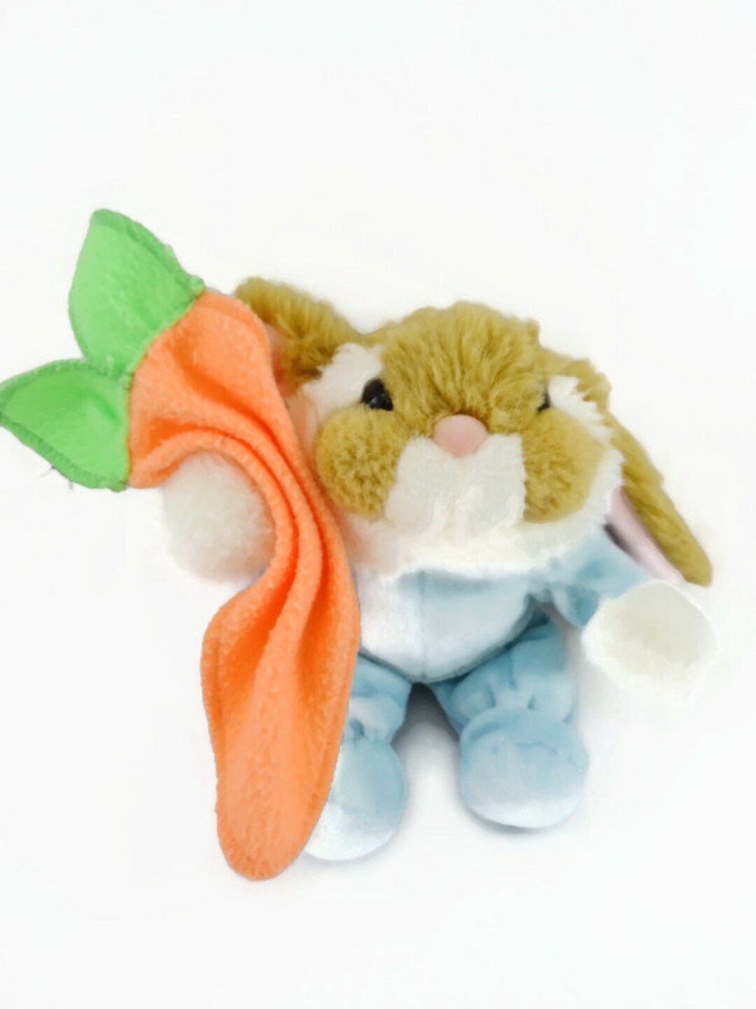 Vintage Commonwealth Blue Bunny Rabbit Squeak Toy Plush Carrot Blanket ...