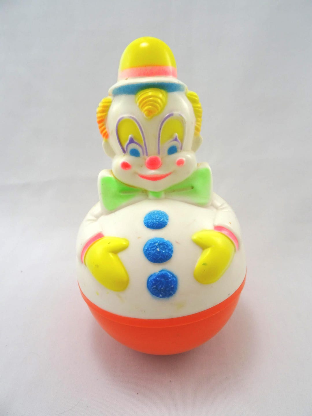 Vintage Clown Roly Poly Toy Plastic Rattle Decoration Chime Colorful ...