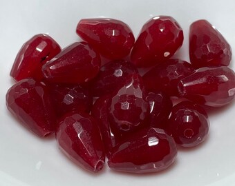 Red Teardrop Beads - Etsy