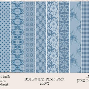 Blue Pattern Paper Pack - Etsy