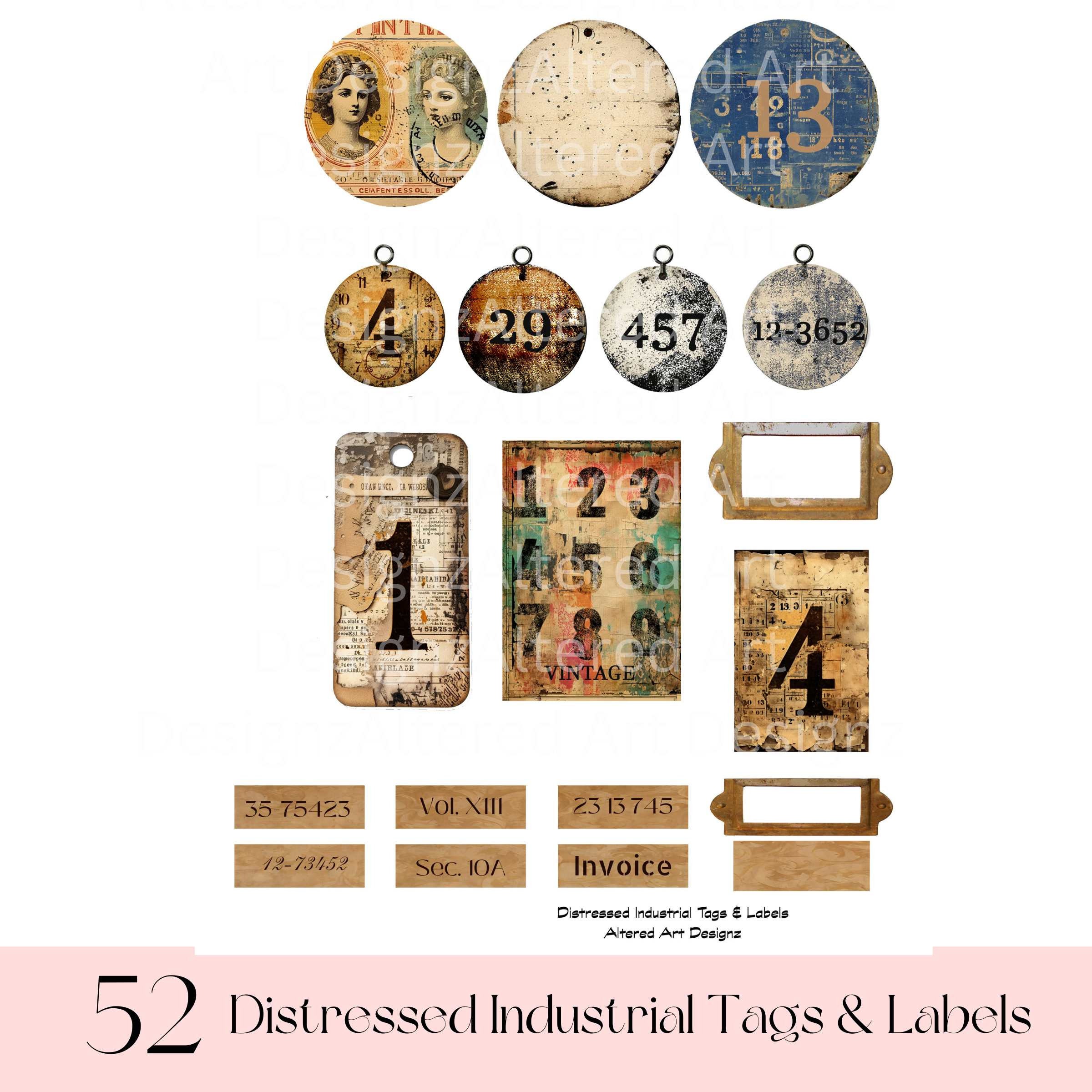 52 Faux Enamel Industrial Labels for Steampunk, Mixed Media, Grunge ...