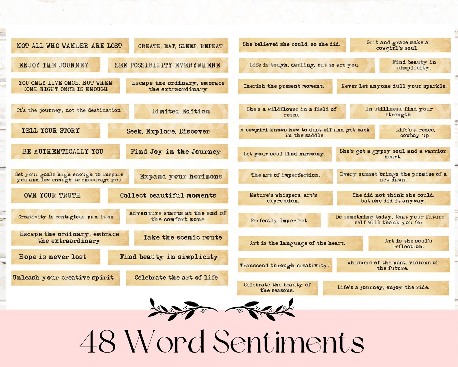 Word Sentiments, Quotes, Sayings, for Junk Journals, Art Journals and ...