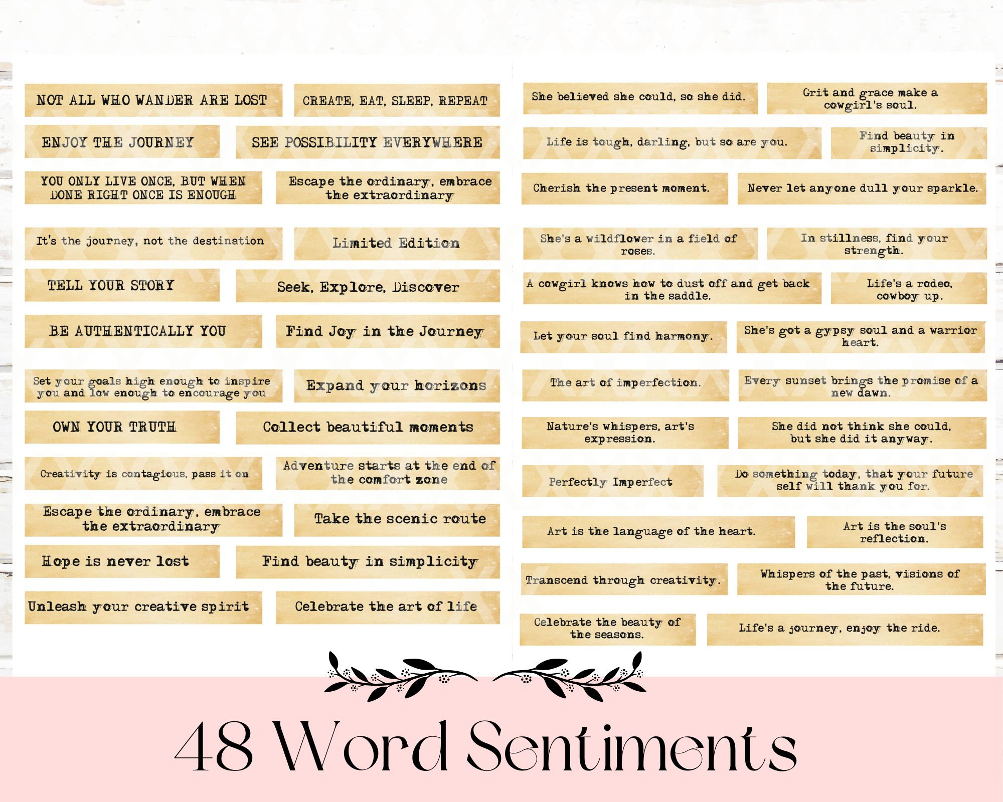 Word Sentiments, Quotes, Sayings, for Junk Journals, Art Journals and ...